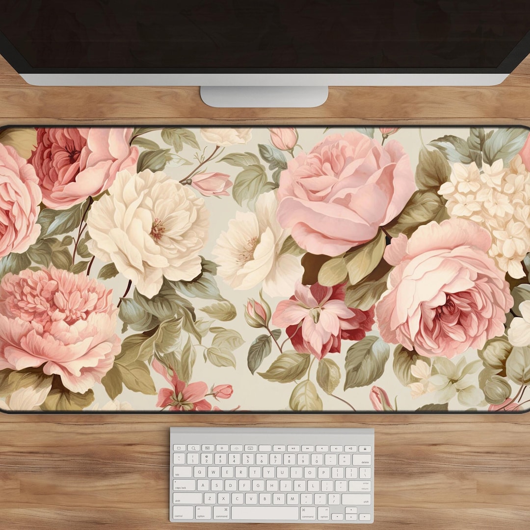 Floral Desk Mat - Add a Splash of Vintage Elegance With This Pink Roses ...