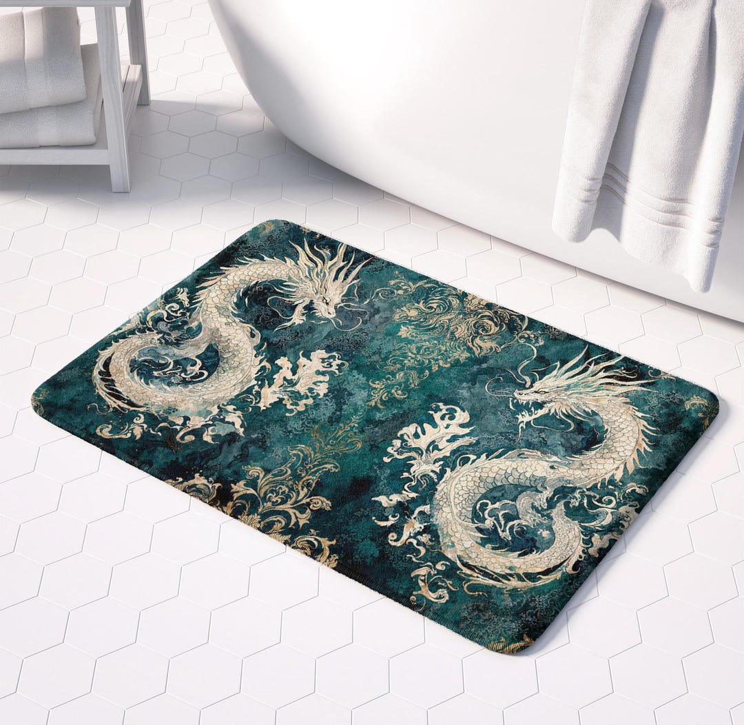 Gothic Dragon Bath Mat, Unique Fantasy Decor, Mythical Dragon Bathroom ...