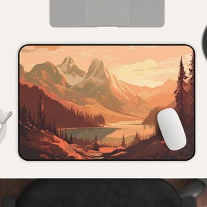 Mountain Sunset Desk Mat: Romantic Scenery With Warm Tones, Large ...
