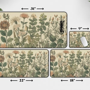 Cottagecore Floral Desk Mat, Wildflowers Botanical Art, Vintage ...