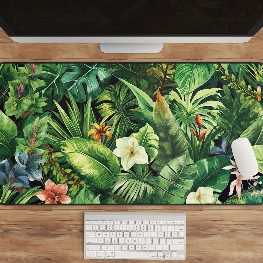 Tropical Desk Mat, Jungle Nature-inspired Mouse Pad, Lush Green ...