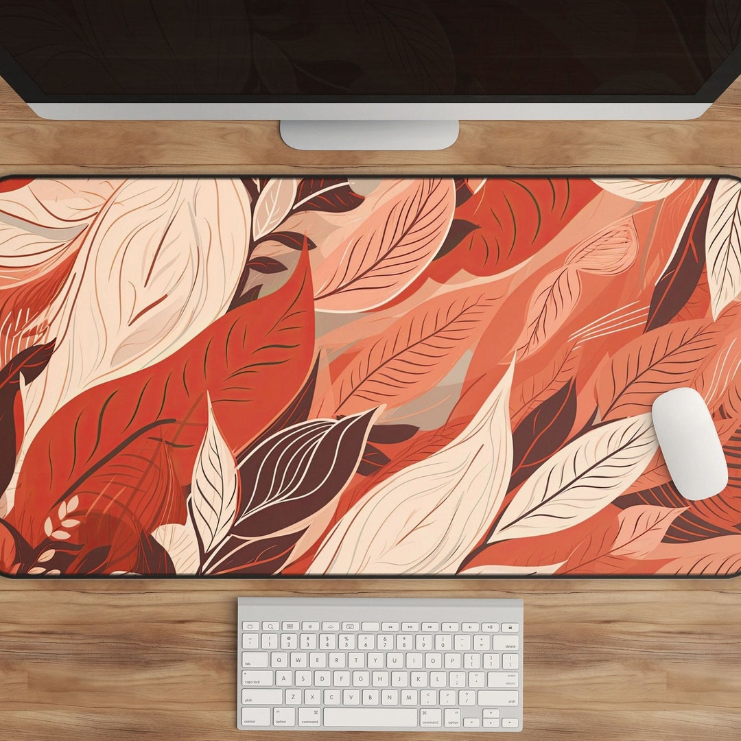Autumn-themed Desk Mat: Nature-inspired With Vivid Red Leaf Design ...
