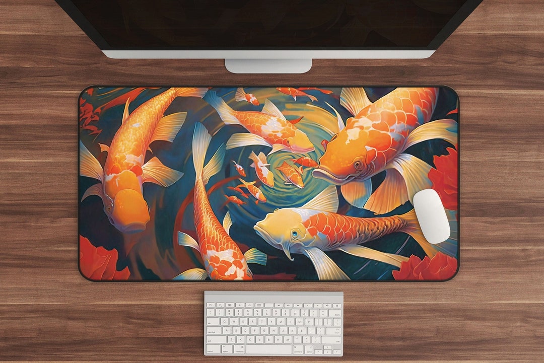 Japanese Koi Fish XL Mousepad Koi Pond Watercolor Desk Mat - Etsy