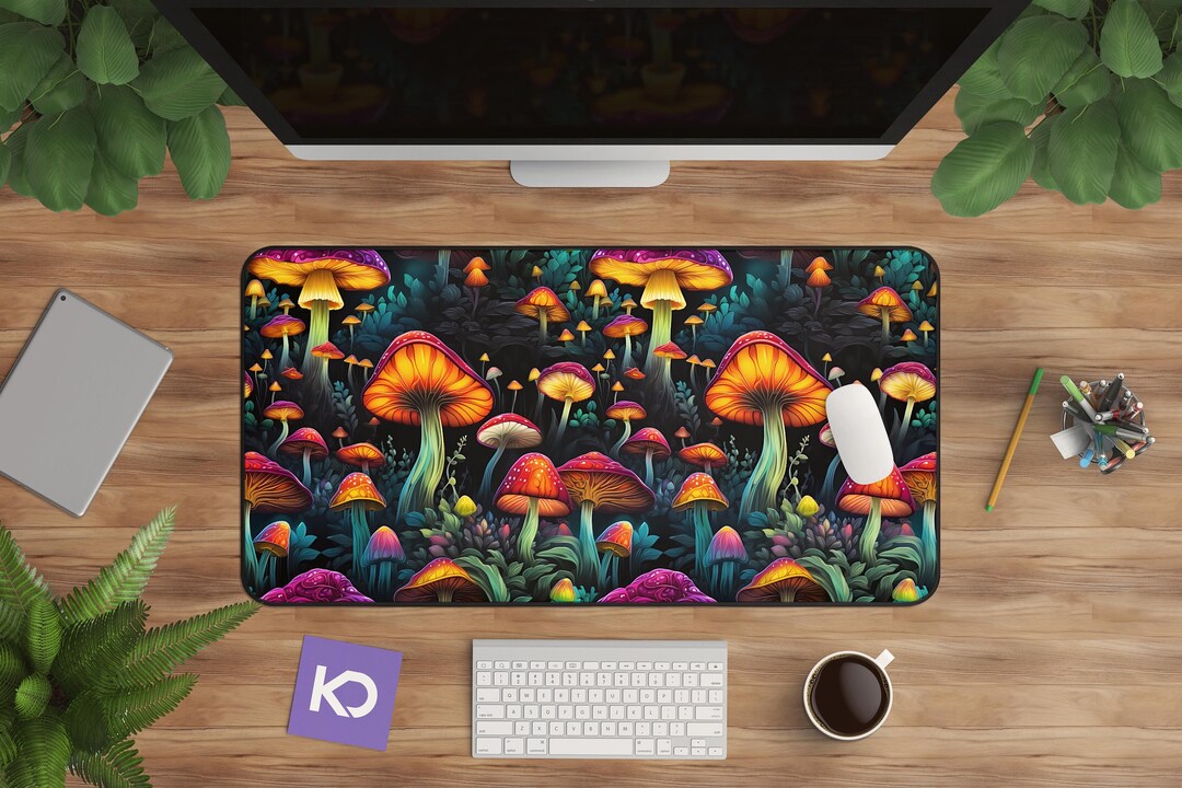 Mushroom Desk Mat: Magic Mushroom Gaming Mouse Pad, Forest Botanical ...