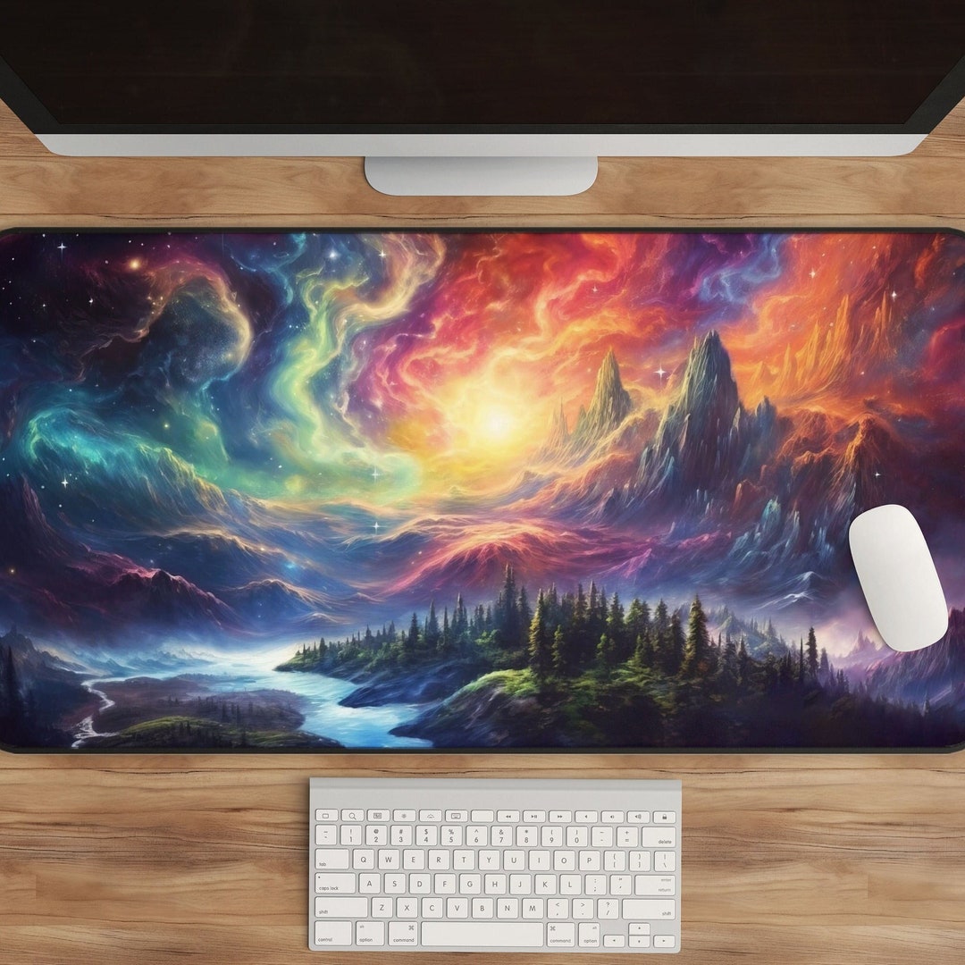 Cosmic Desk Mat - Vibrant Space Art Mat - Galaxy Mouse Pad - Starry Sky ...