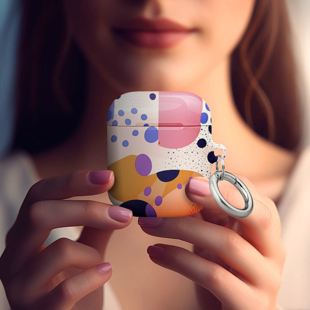 Abstract AirPod Case - Modern Aesthetic Cover in Vibrant Orange, Pink ...