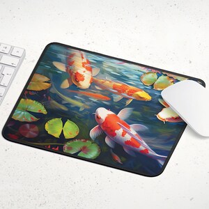 Koi Fish Mouse Pad - Large Desk Mat With Japanese Art - Serene Zen ...