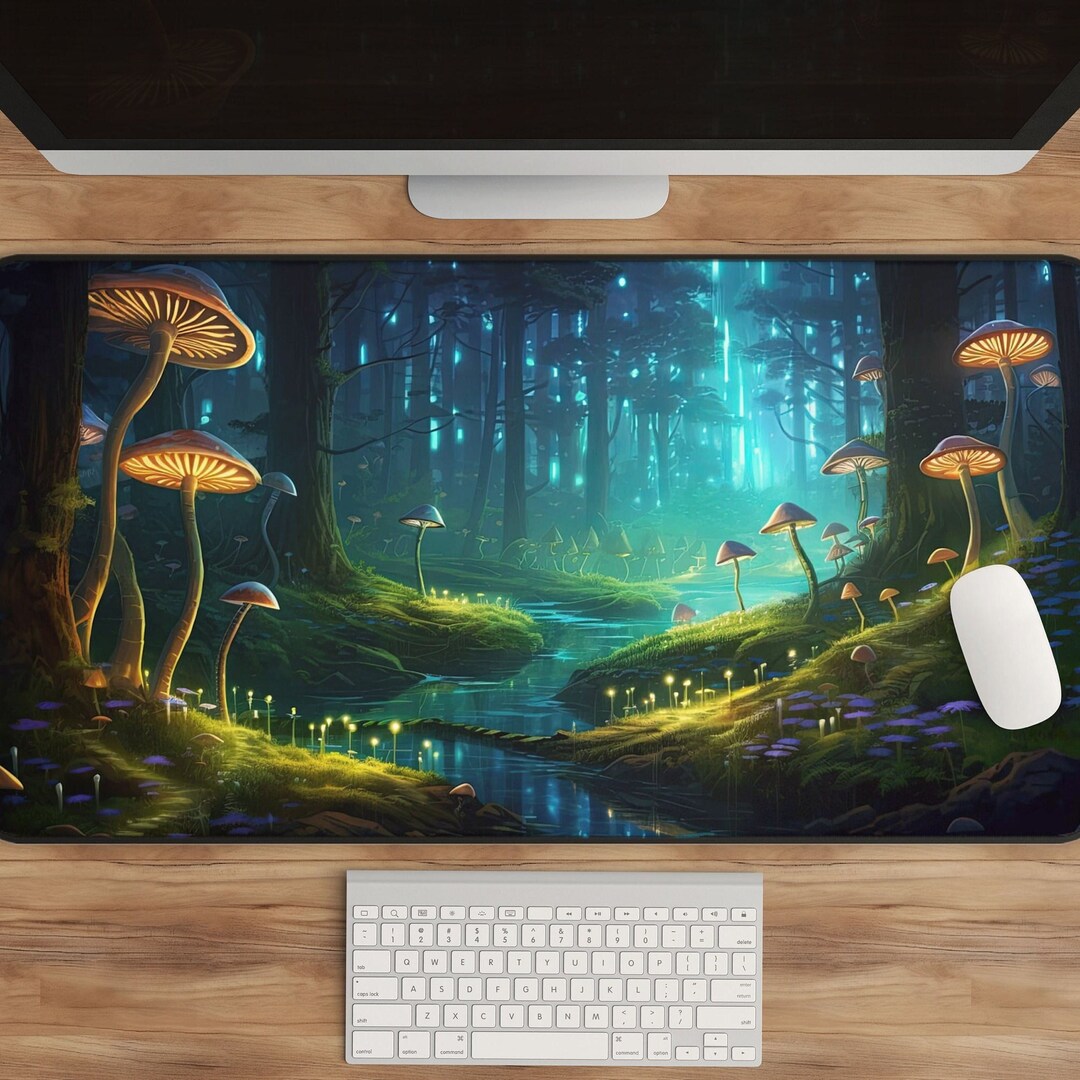 Mushroom Desk Mat Enchanting Forest Desk Mat Fairycore Desk Decor ...