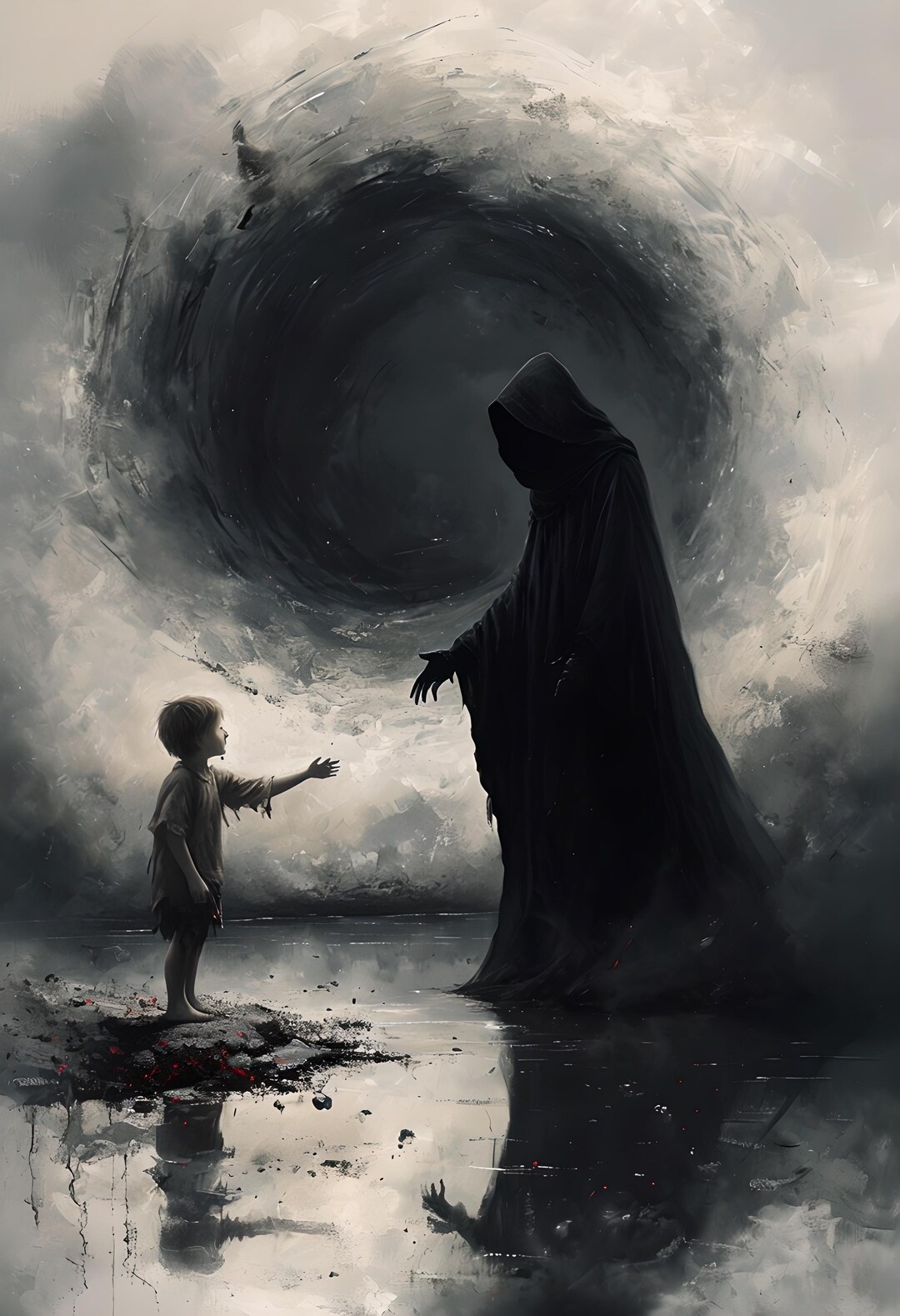 Child and Grim Reaper Art, Dark Emotional Canvas (digital Download) - Etsy