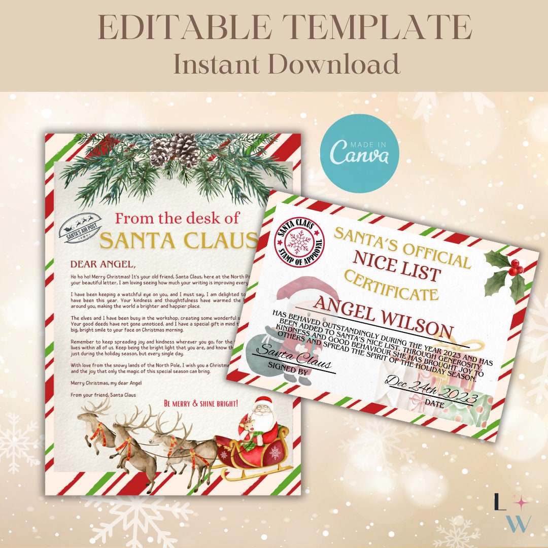 Carta de Santa, Polo de actividades para niños, Certificado de lista ...