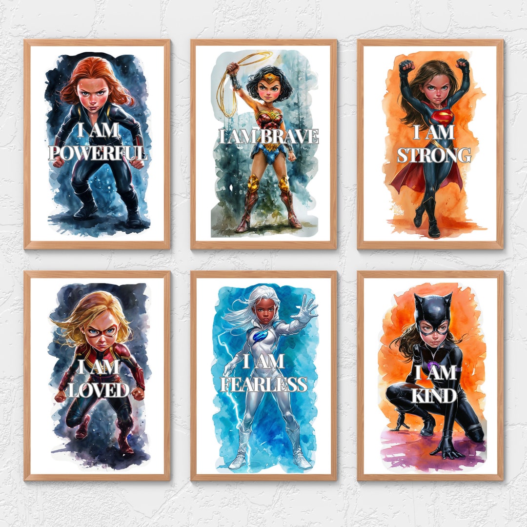 Superhero "i Am" Affirmation Prints, Set of 6 Prints, Digital Wall Art ...