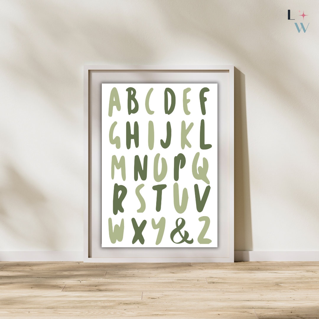 Sage Green Alphabet Print: Nursery, Classroom Decor (digital Download ...