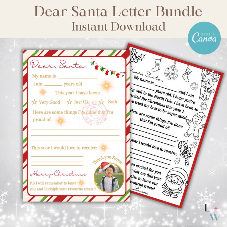Letter to Santa, Kids Letter to Santa, Christmas Colouring, Dear Santa ...