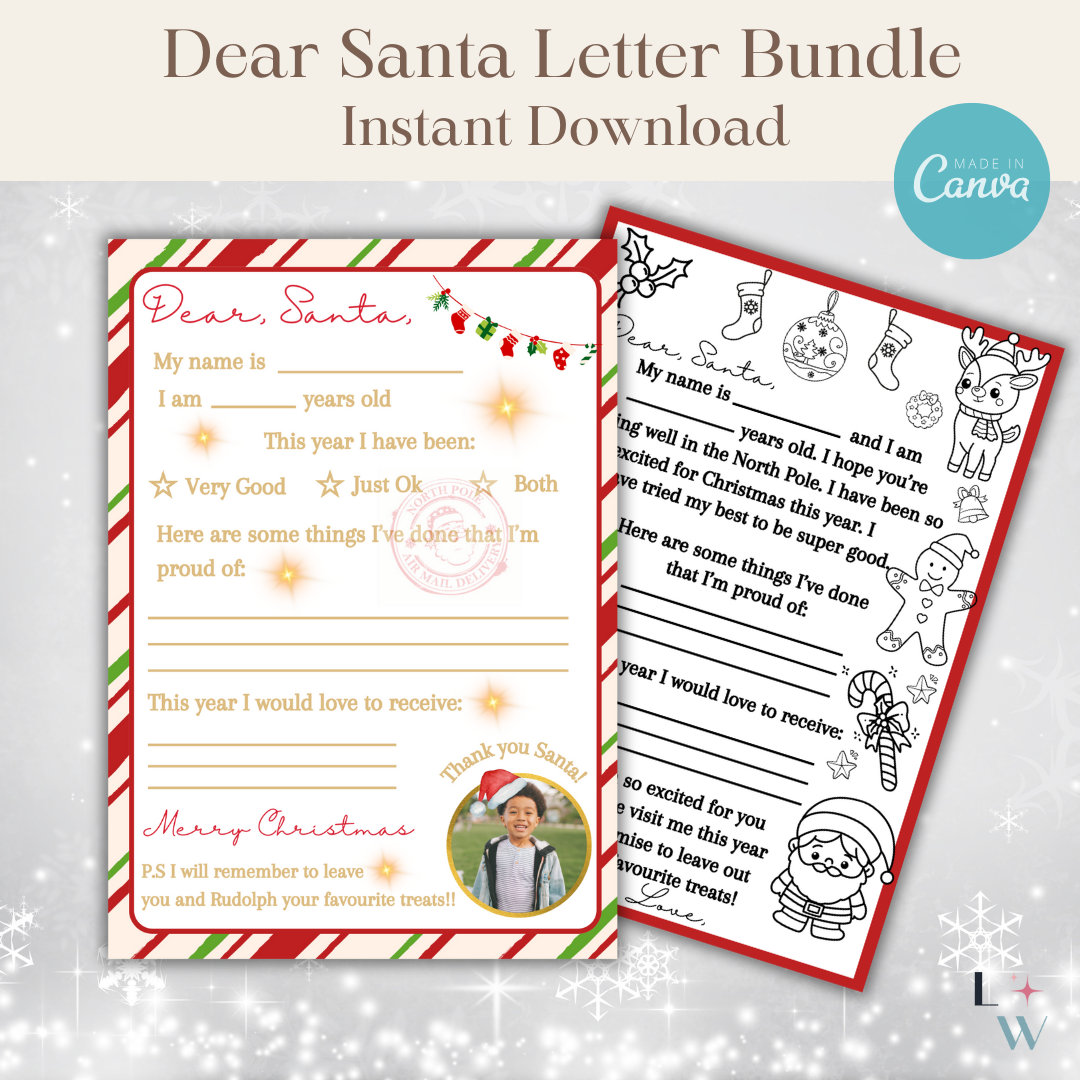 Letter to Santa, Kids Letter to Santa, Christmas Colouring, Dear Santa ...
