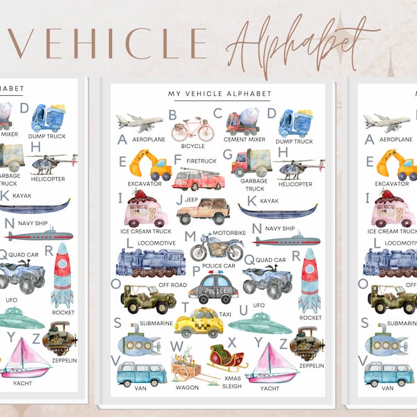 Truck Alphabet Poster - Etsy
