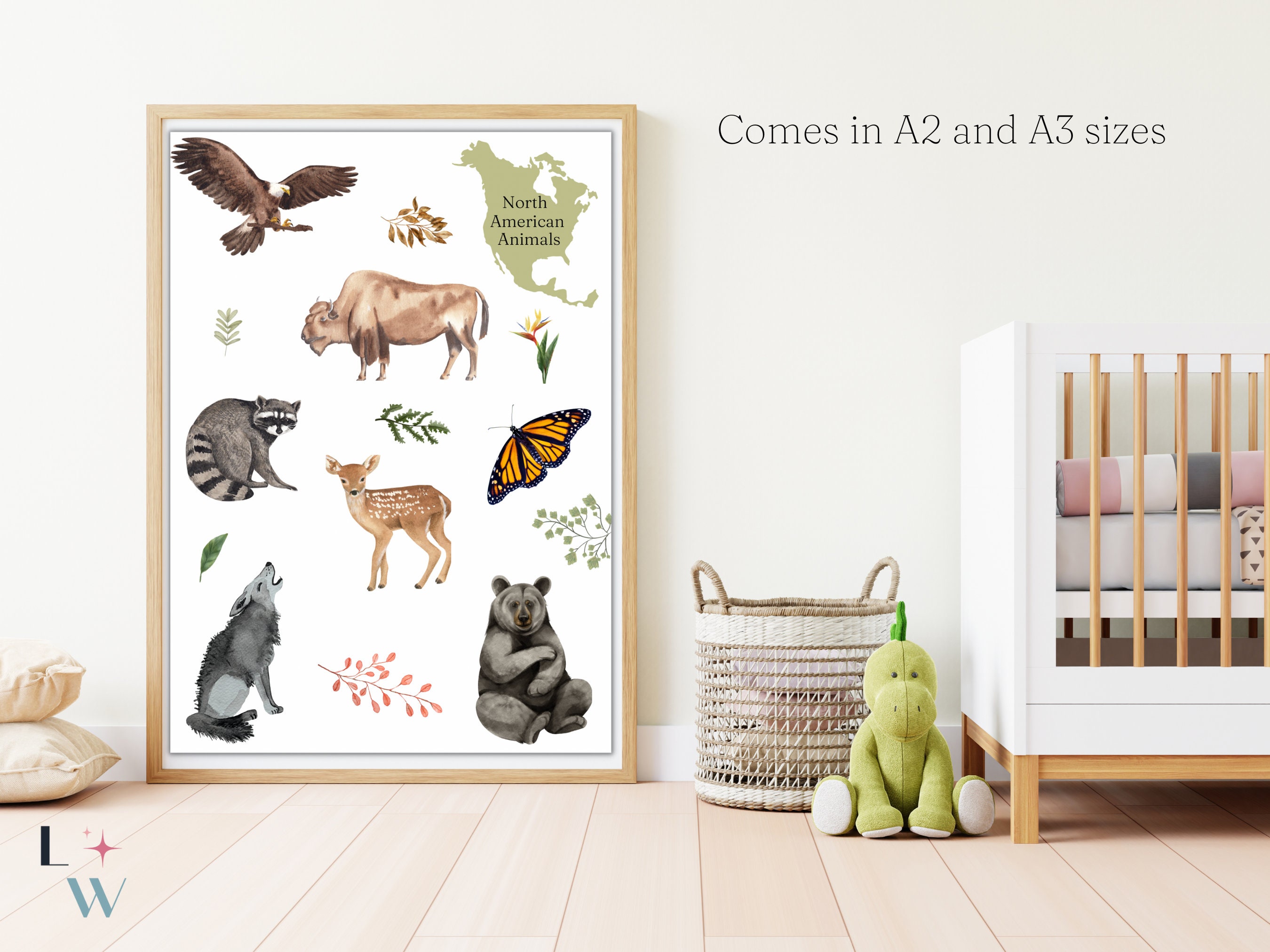 Animal Poster, Educational Print, Continents, Animals of the World ...