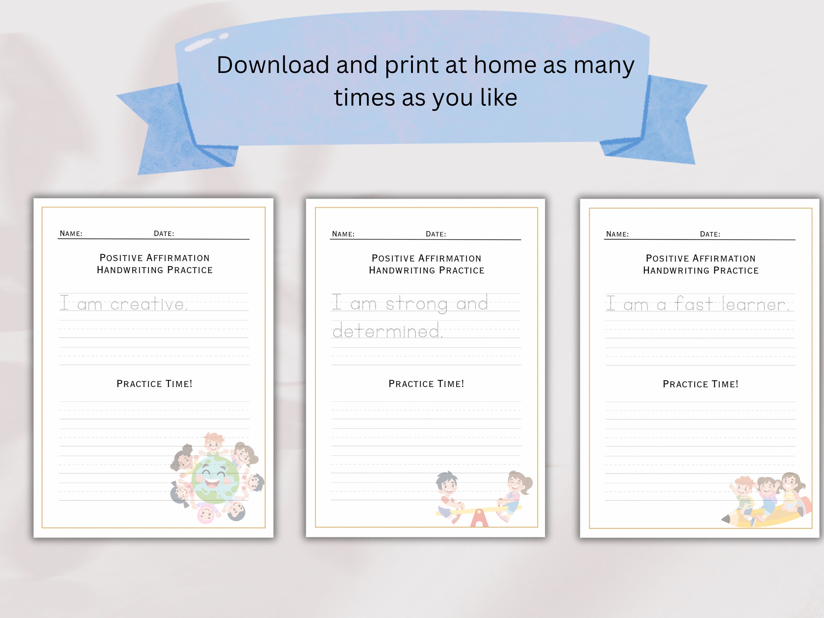 Positive Affirmation Worksheet, Growth Mindset, Printable Toddler ...