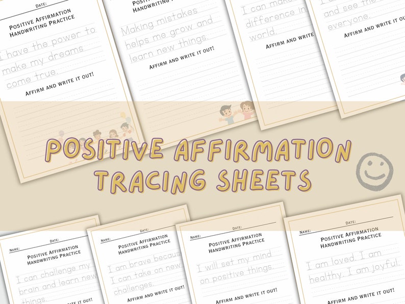 Positive Affirmation Worksheet Growth Mindset Printable - Etsy