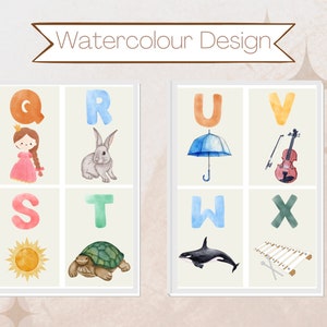 Printable Alphabet Flash Cards, Watercolour Design, Montessori ...