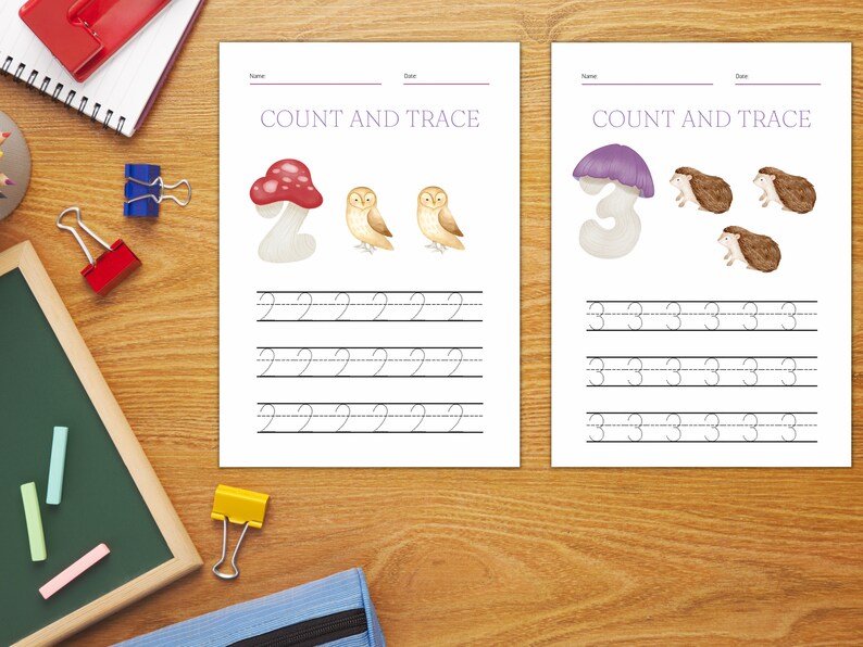Numbers Worksheets Count and Trace Digital Download - Etsy