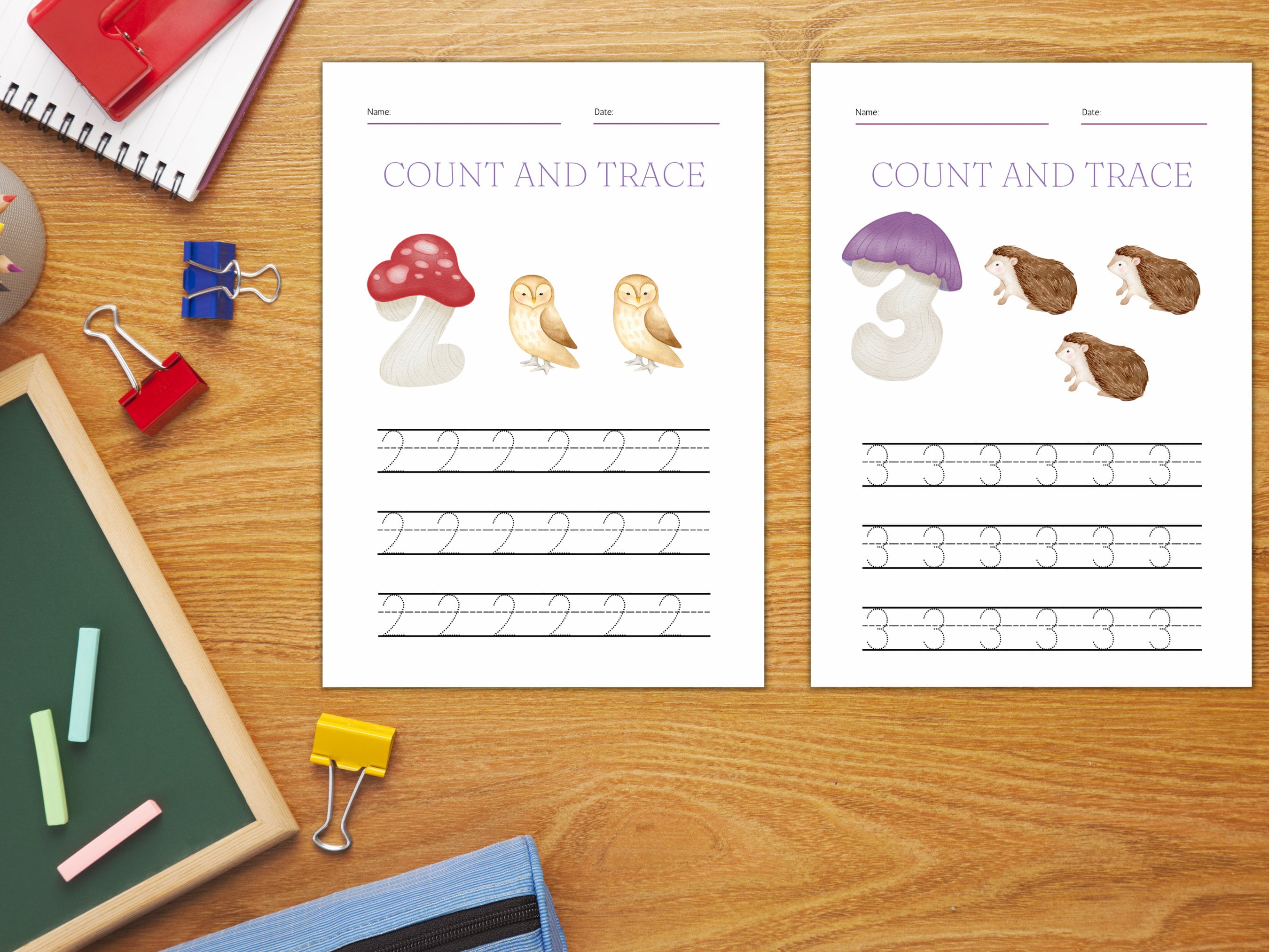 Numbers Worksheets, Count and Trace, Digital Download, Preschool ...