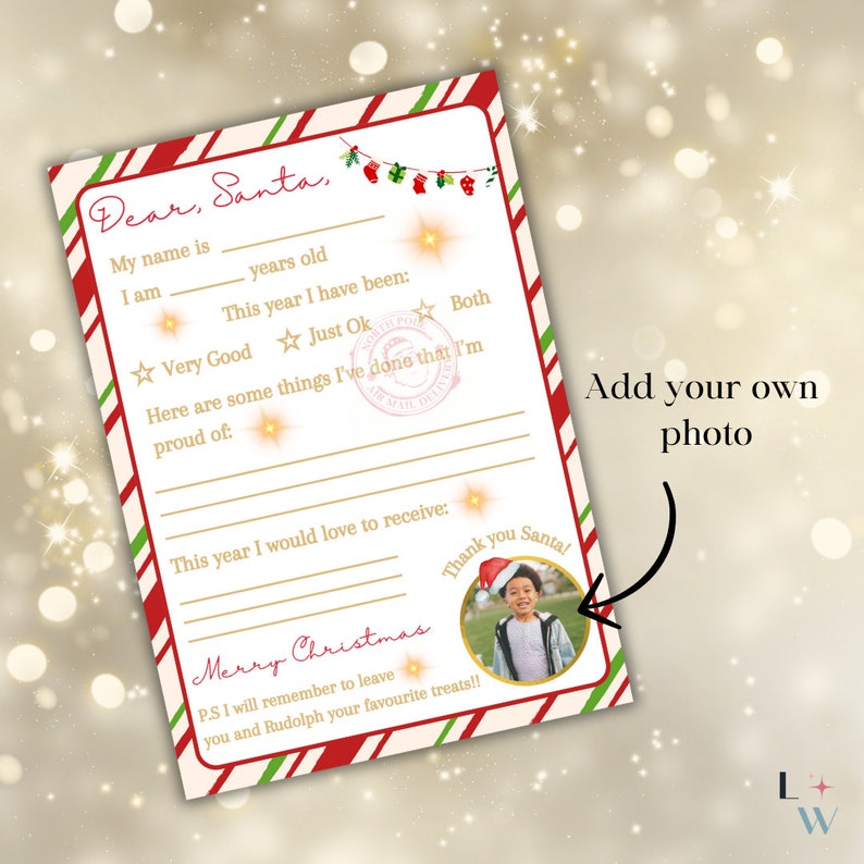 Letter to Santa, Kids Letter to Santa, Christmas Colouring, Dear Santa ...