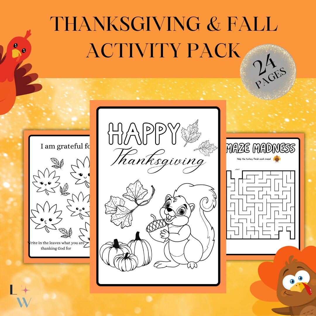 Thanksgiving Activity Bundle: Kids Colouring Pages (digital Download ...