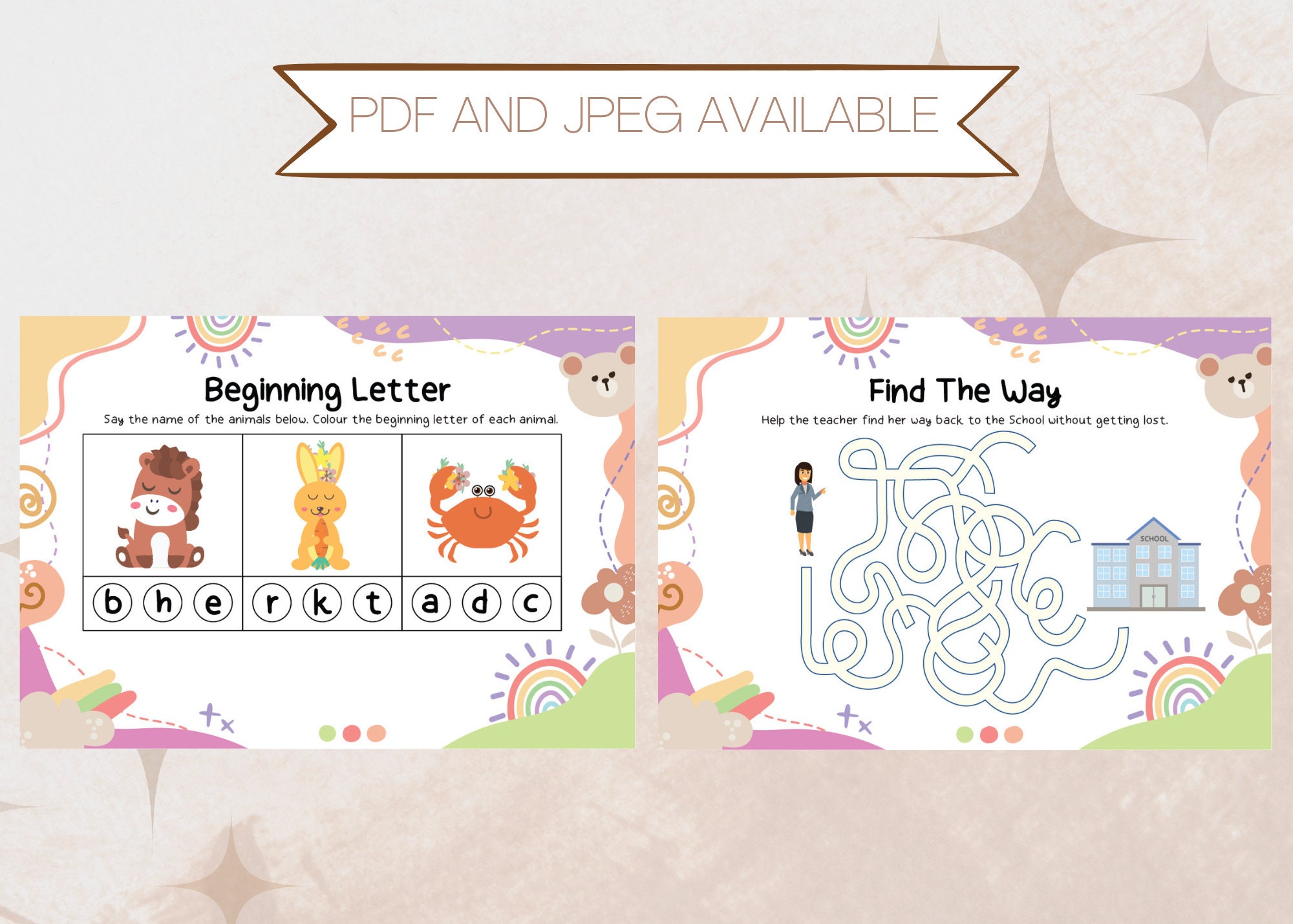 Printable Preschool Worksheets, Digital PDF, JPEG, 15 Worksheets ...