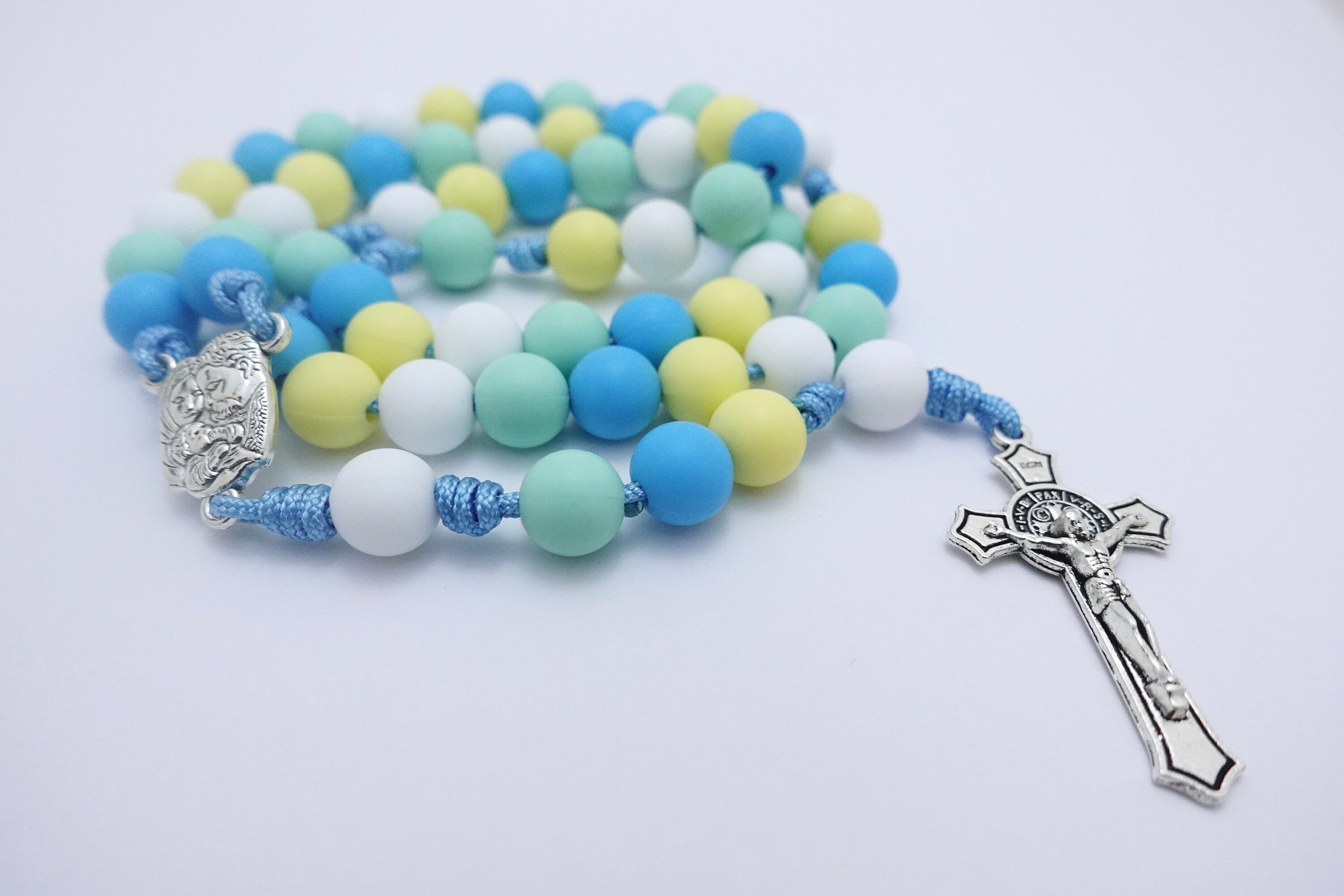 Silicone Baby Rosary Blue, Mint, White & Yellow - Etsy