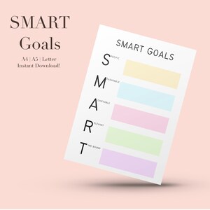 SMART Goals, Goal Planner, Goal Tracker, Measurable Goals, Digital ...