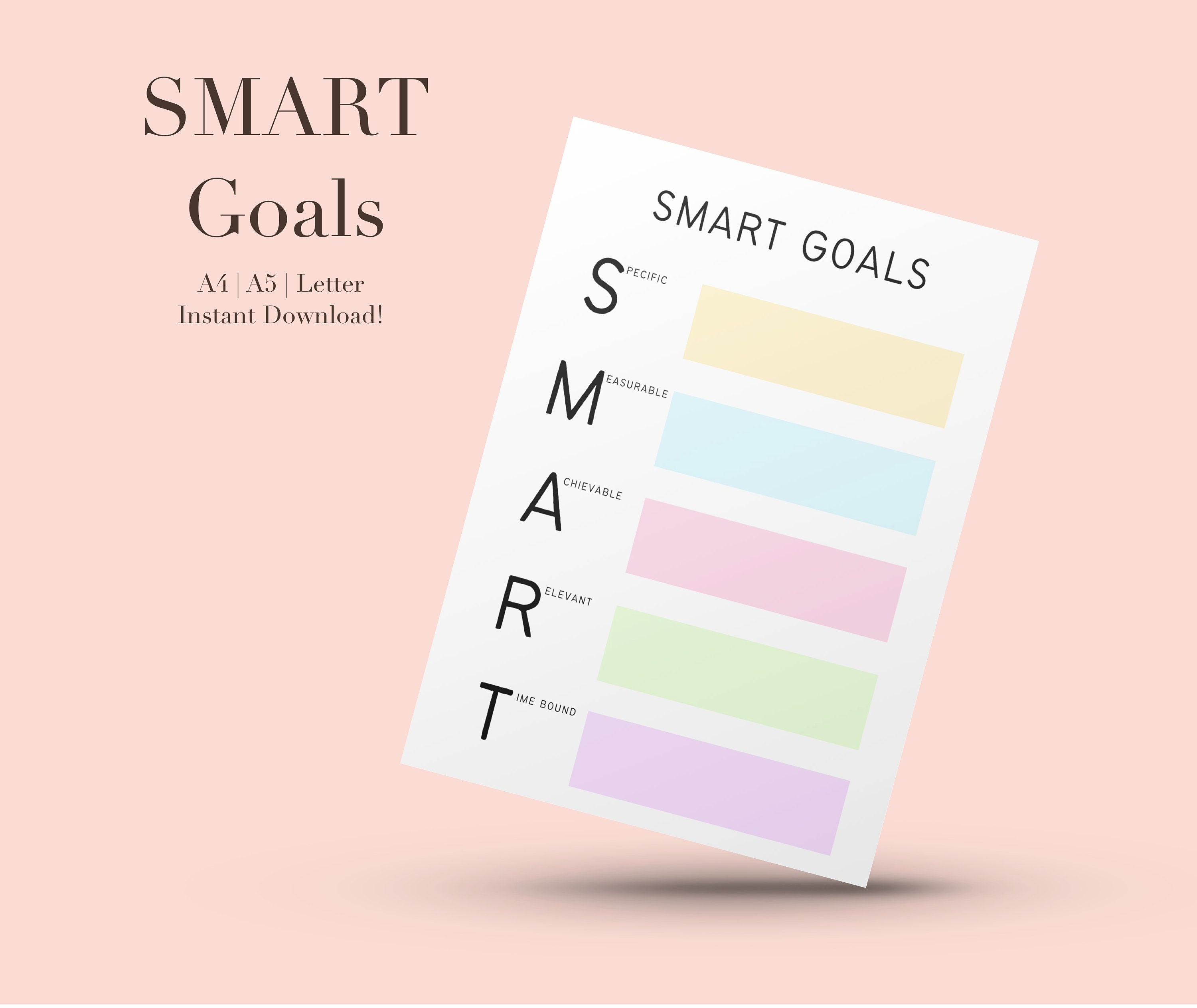 SMART Goals, Goal Planner, Goal Tracker, Measurable Goals, Digital ...