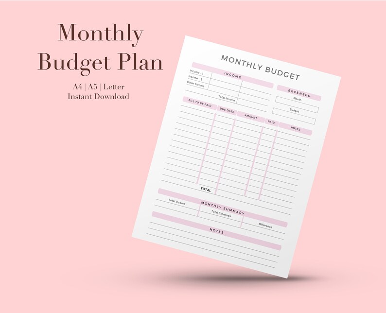 Monthly Budget Planner, Digital Budget Tracker, Savings Tracker, Debt ...