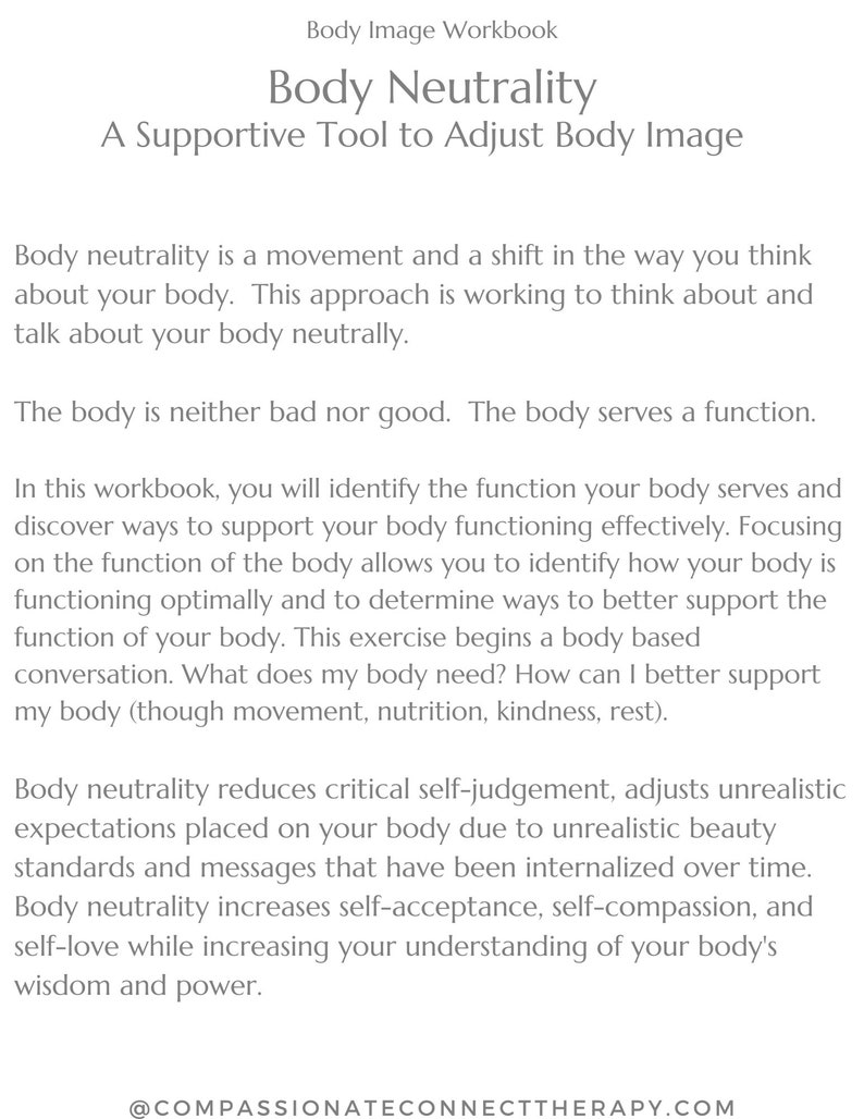 Body Image Healing Workbook Body Acceptance Body Positive - Etsy