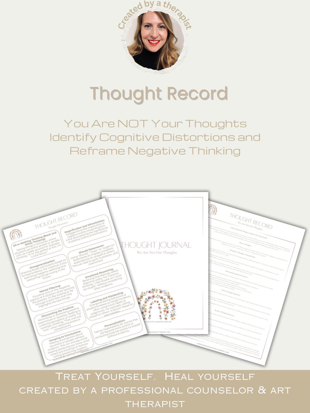 Cognitive Distortions Workbook | Thought Reframing Tool (printable PDF ...