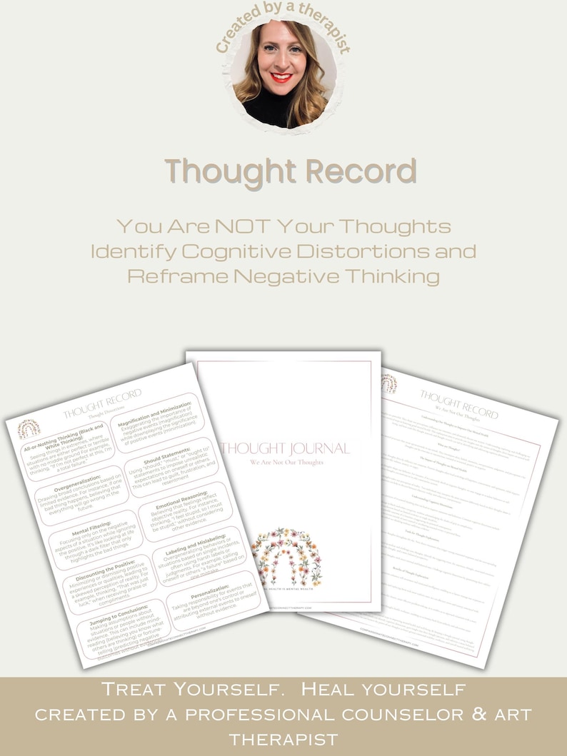 Cognitive Distortions Workbook | Thought Reframing Tool (printable PDF ...