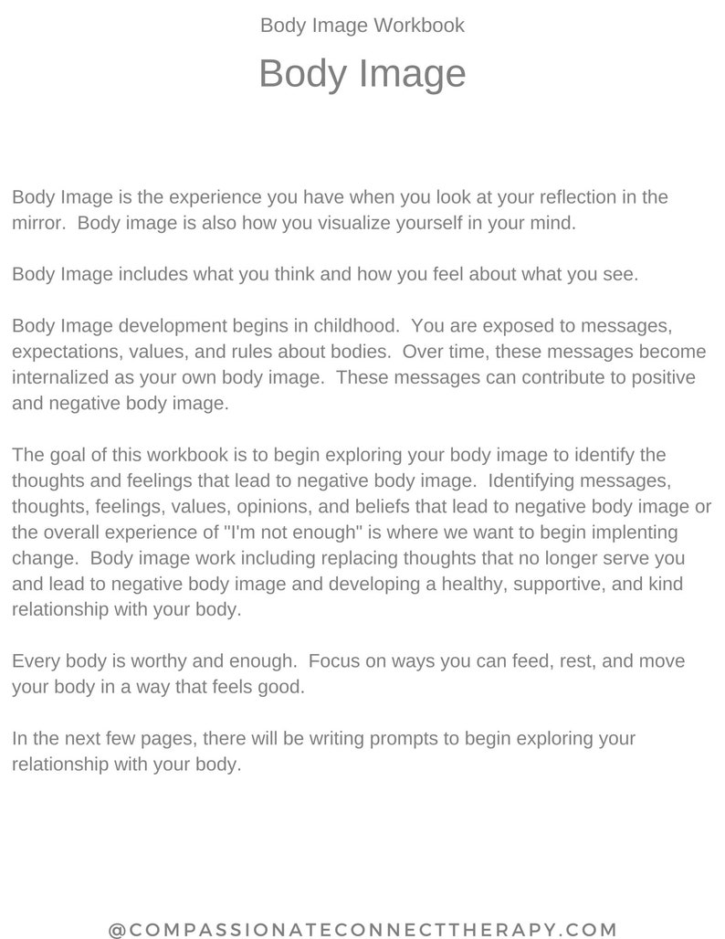 Body Image Healing Workbook Body Acceptance Body Positive - Etsy