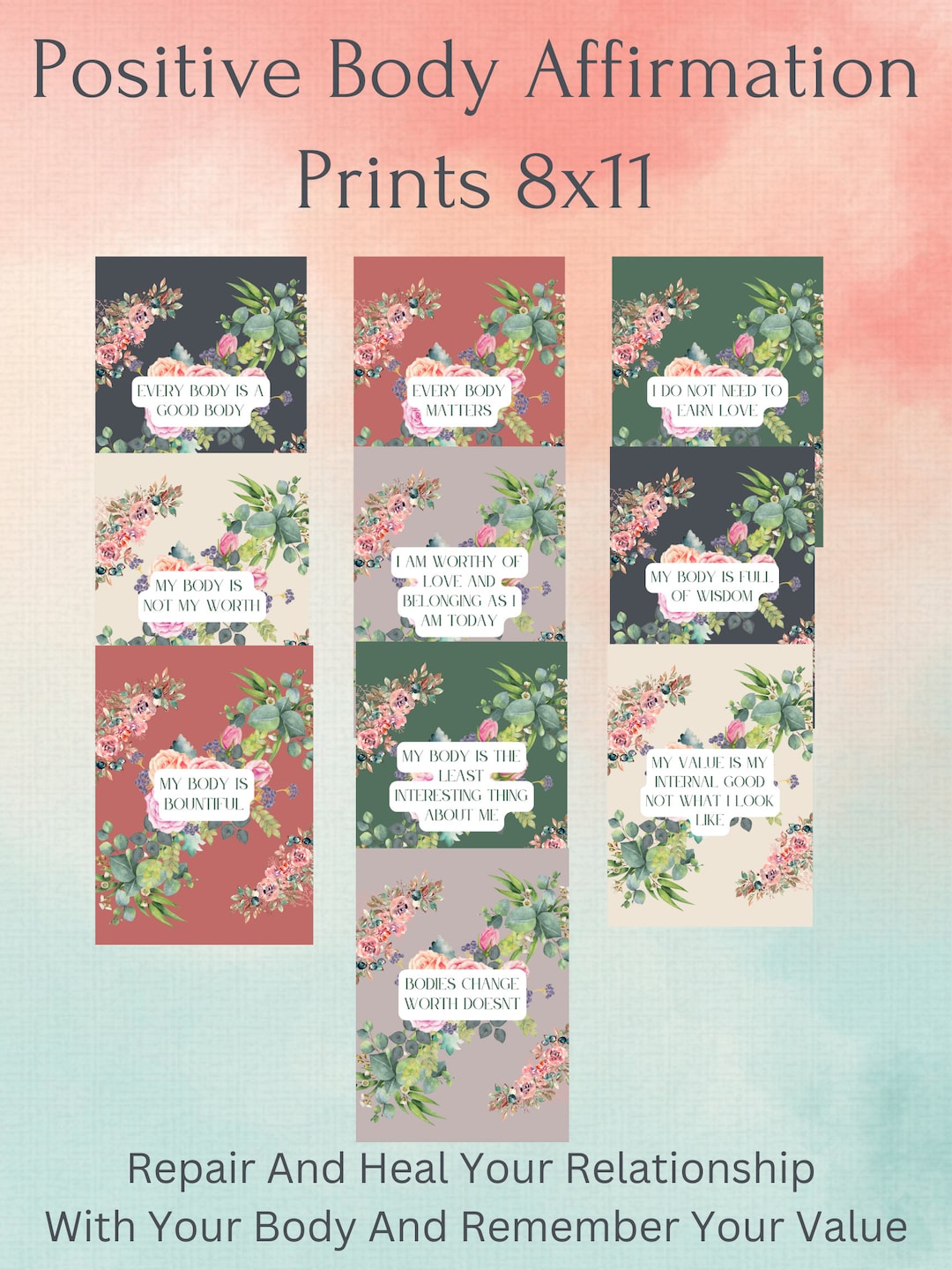 Body Positive Affirmation Art Printable Positive Body Image Body ...