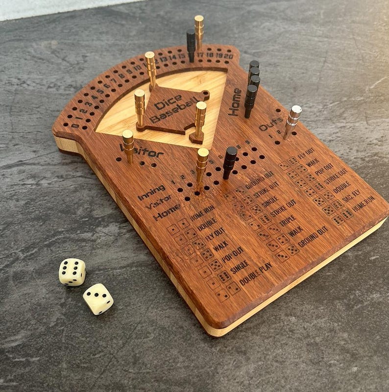 Dice Baseball Game | Handmade Wooden Tabletop Family Fun - Etsy