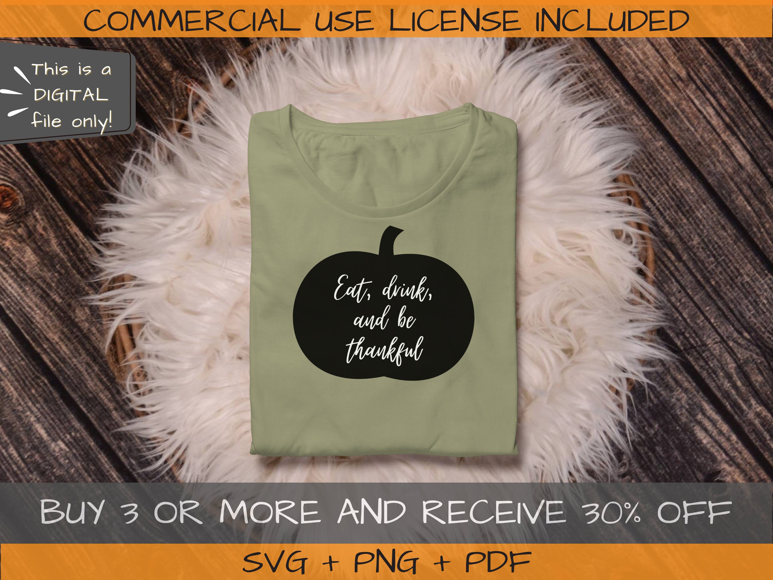 Eat Drink Thankful Svg Thanksgiving Svg Fall Svg Autumn Etsy