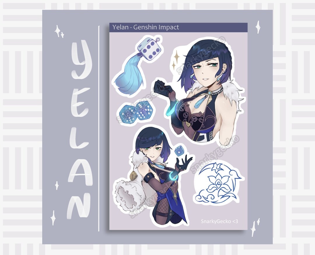 Yelan Genshin Impact Vinyl Sticker Sheet - Etsy Ireland