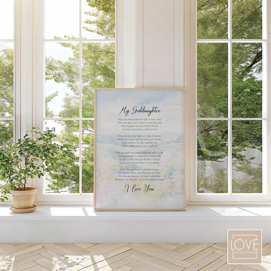 Blessing for Goddaughter, Printable Wall Art Gift for Godchild, Pastel ...