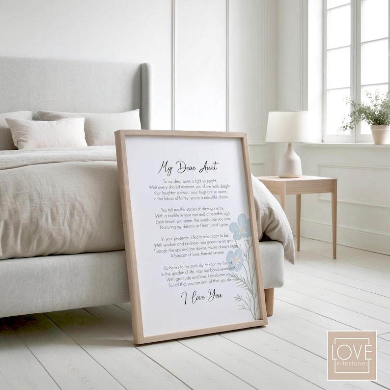 Gift for Aunt, Instant Download, Printable Poetry for Aunt From Niece ...