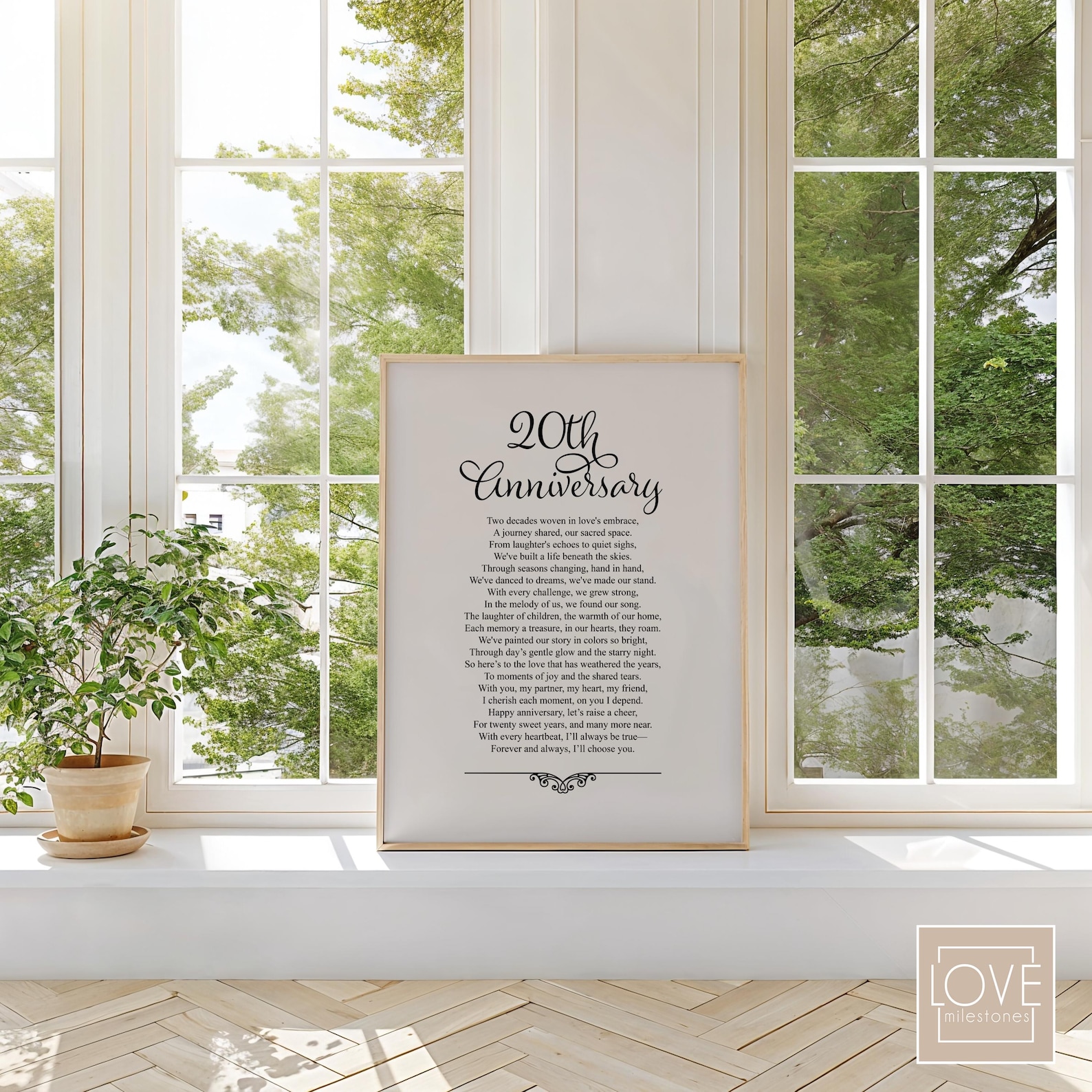 20th Anniversary Poetry, PRINTABLE Instant Download Art, Poem About 20 ...