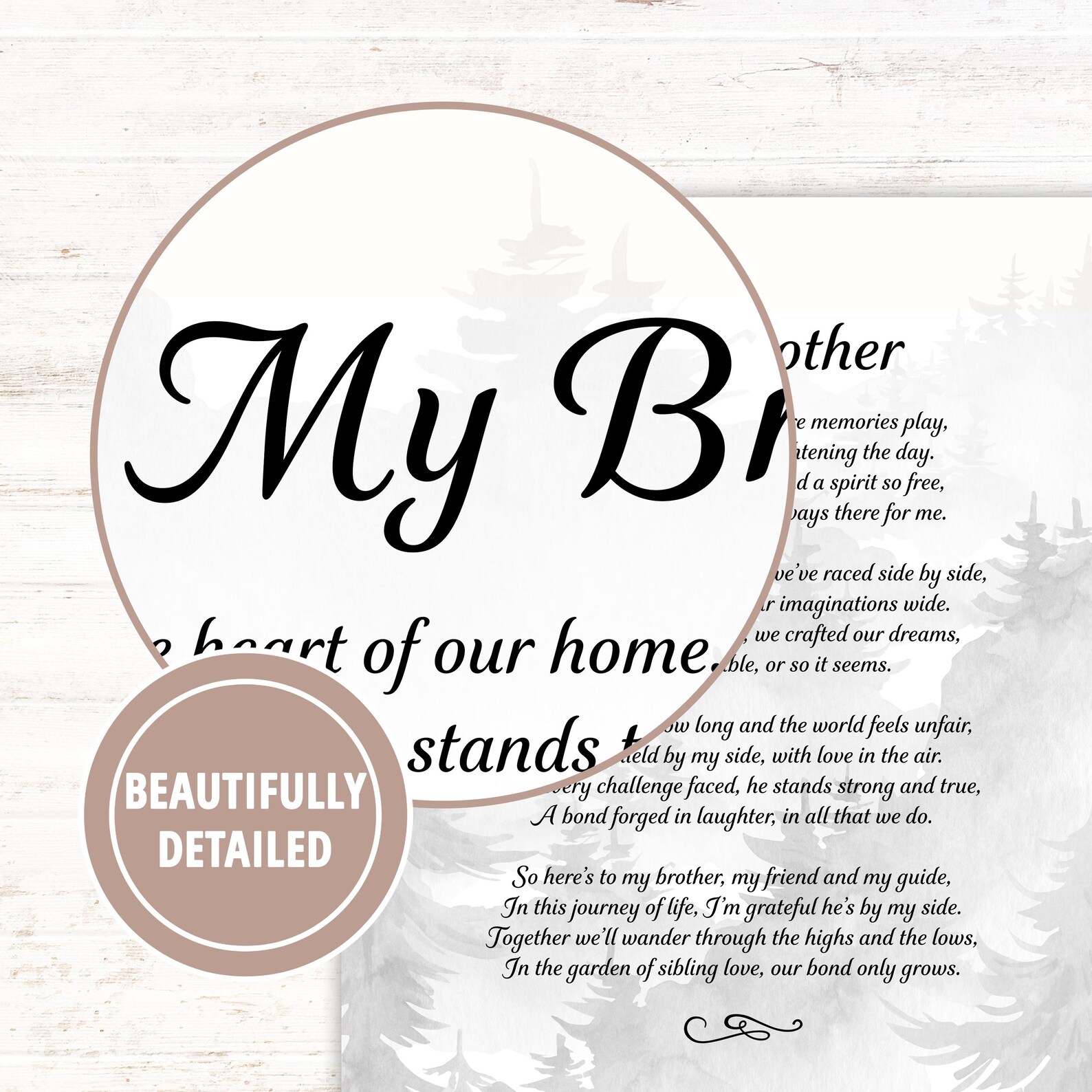My Brother Poem, Printable INSTANT DOWNLOAD Gift for Brother From ...