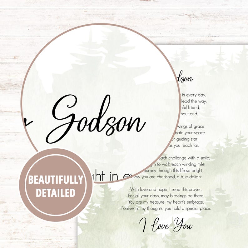 Godson Blessing, Printable Art for Godchild, My Godson Poetry, Baptism ...