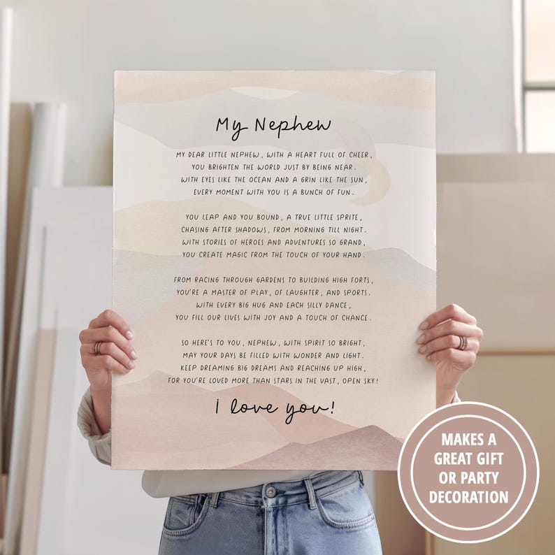 Nephew Poetry, INSTANT DOWNLOAD Printable Art for Nephew, Gift for ...