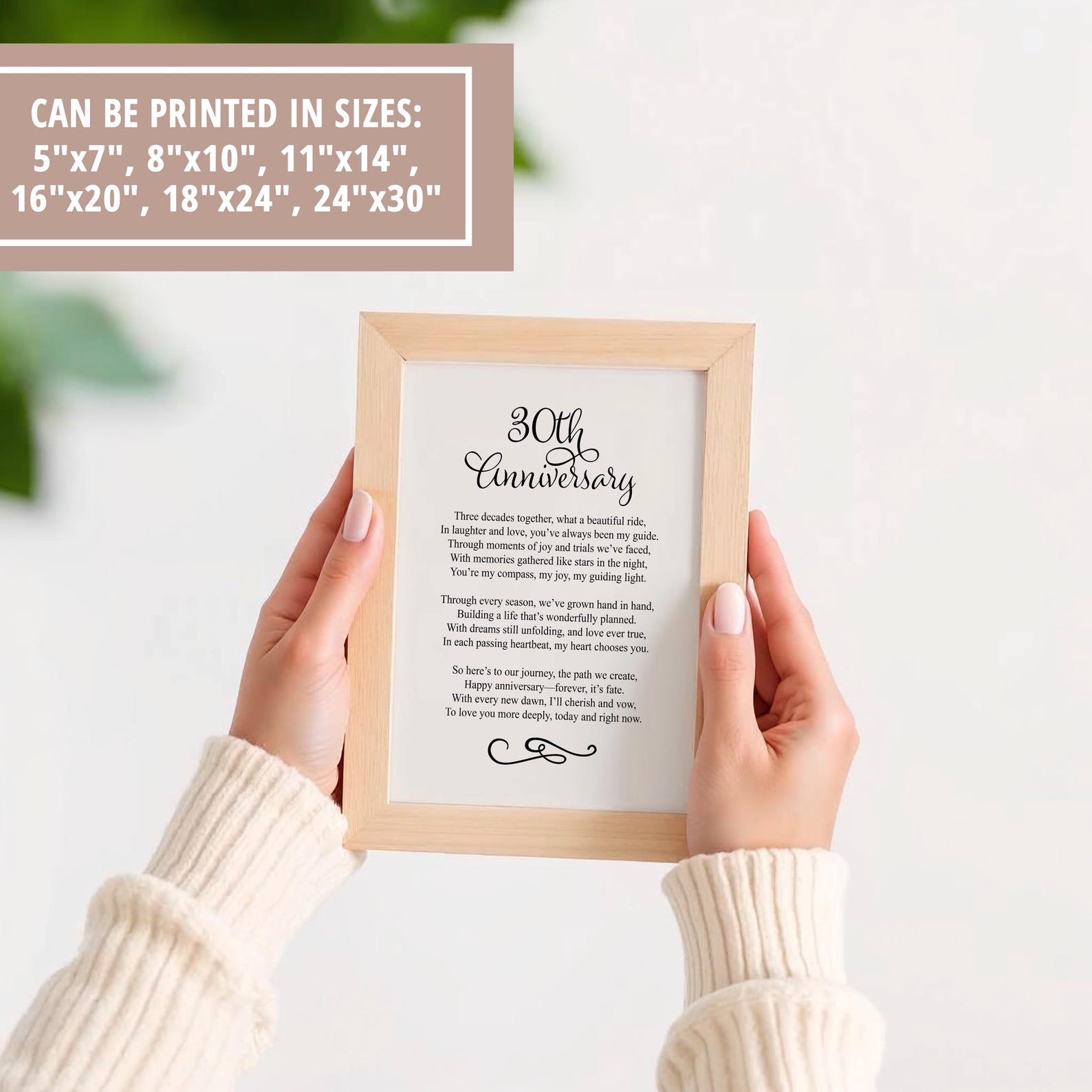 30th Anniversary Poem, PRINTABLE Poetry Instant Download, 30 Years of ...