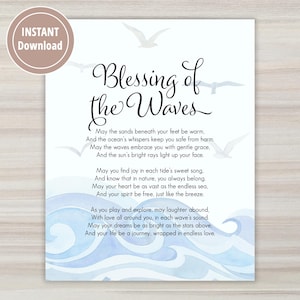 Poetry Printable Gift, Nautical Poem, Blessing of the Waves Poem, Ocean ...