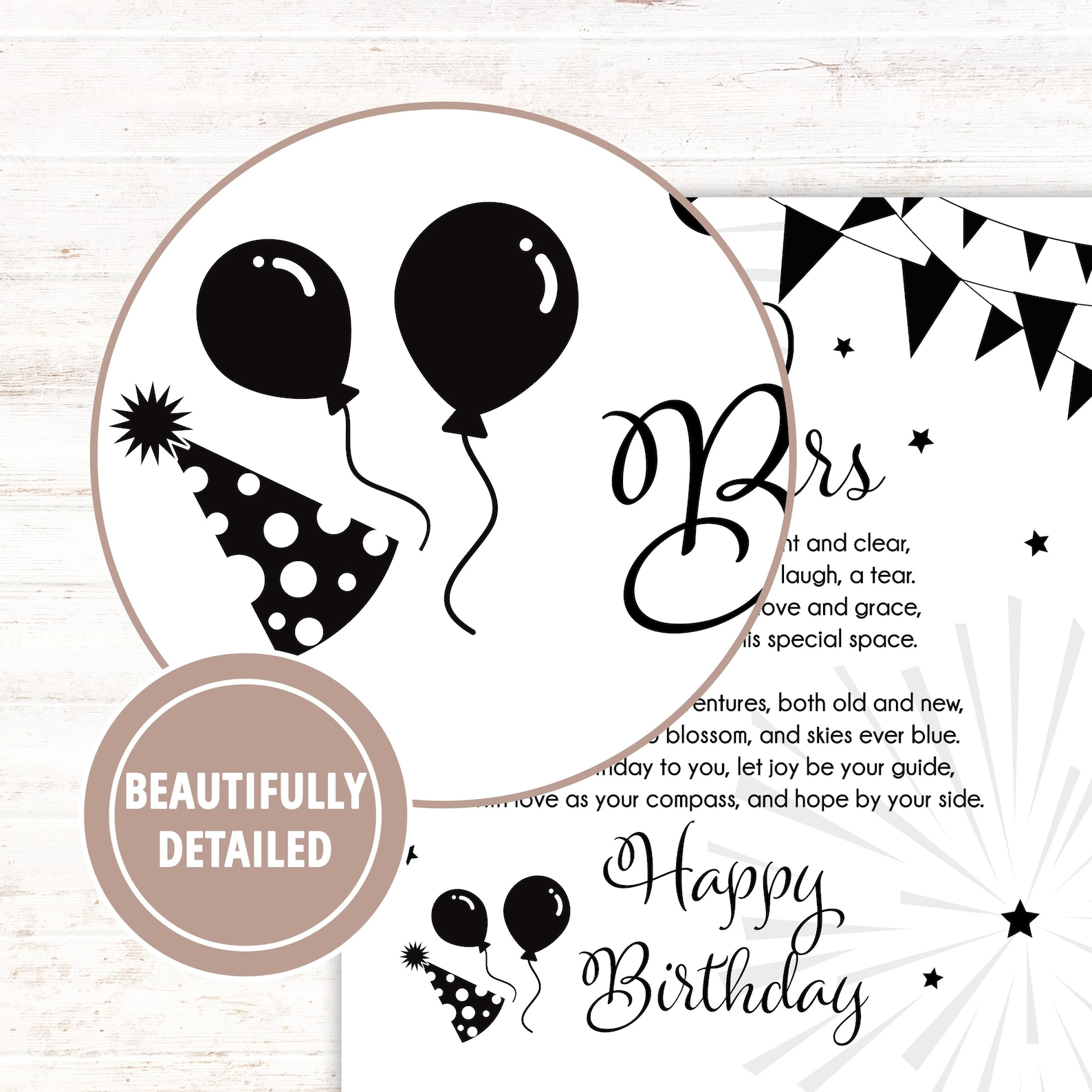 50th Birthday Poem PRINTABLE Gift, Black and White Instant Download Art ...