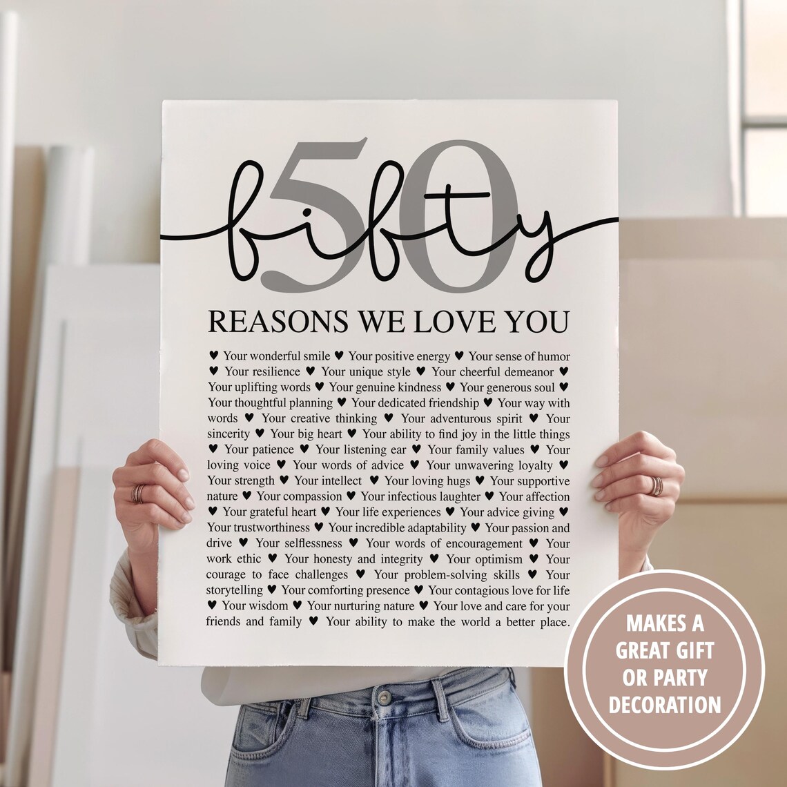 50th Birthday - 50 Reasons We Love You - INSTANT DOWNLOAD, No ...